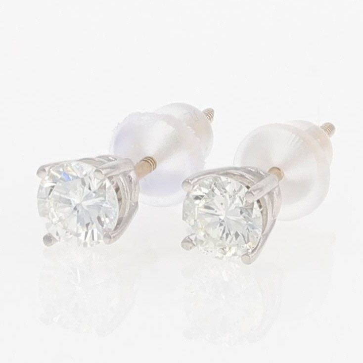 .52ctw Round Cut Diamond Solitaire Stud Pair Earrings Platinum 0.77 Grams