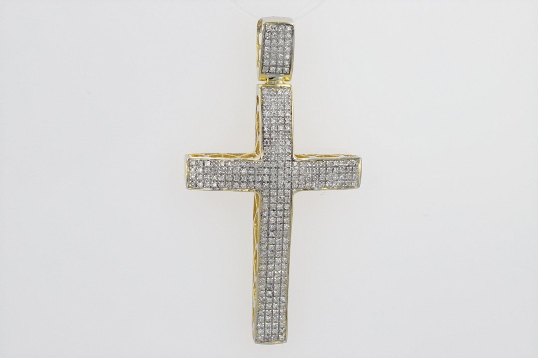 .48ctw Round Diamond Pavé Set Cross Pendant without Chain 10k Multi ...