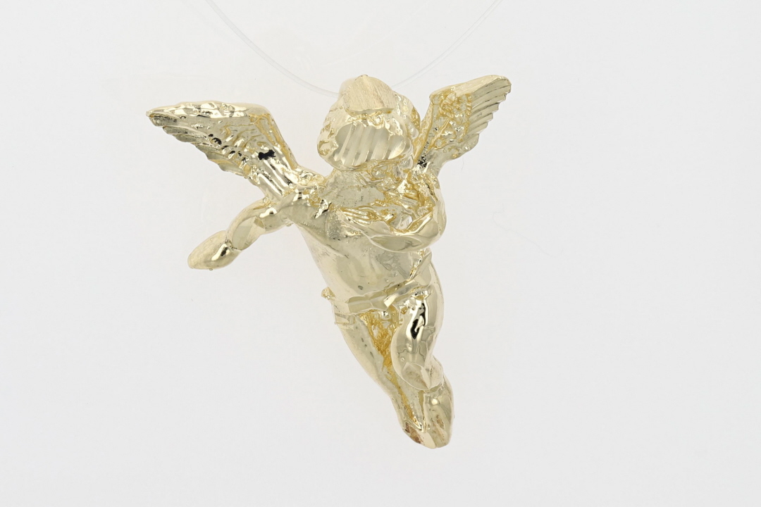 Dabbing Angel Cherub Pendant without Chain 14k Yellow Gold 3.88 Grams