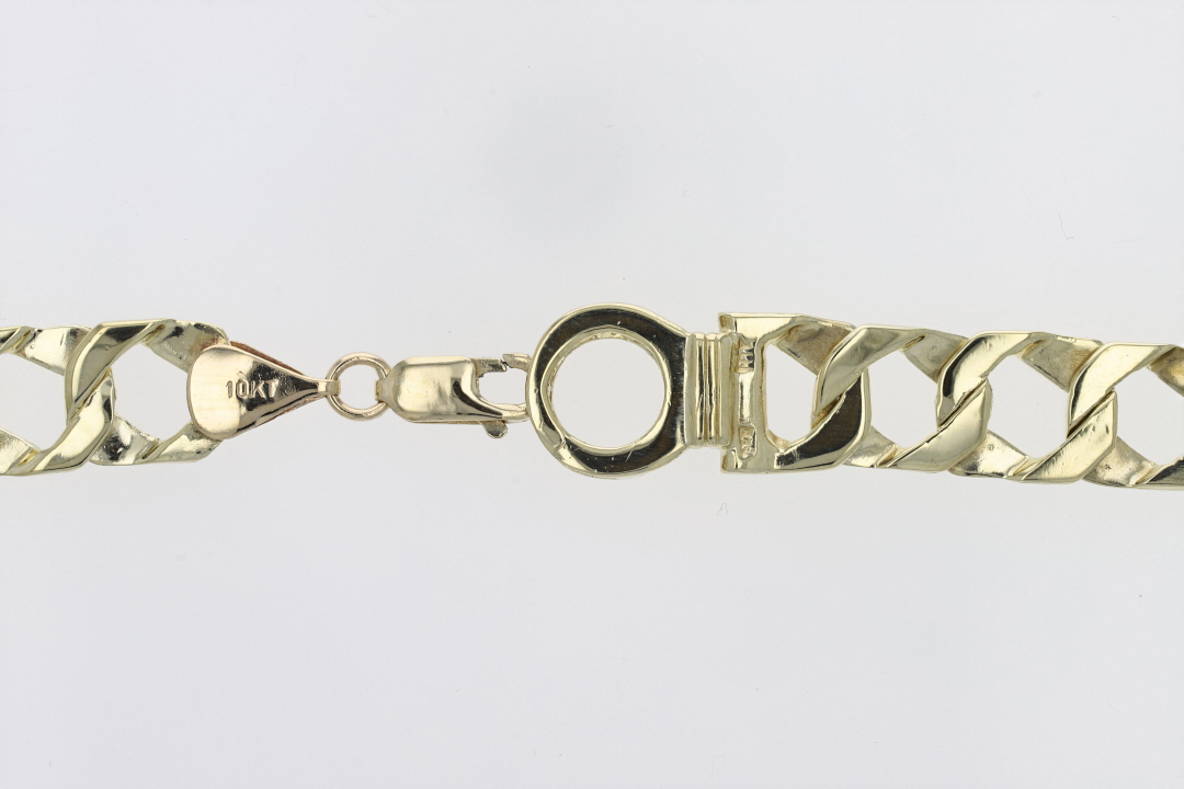9.3mm Textured Fancy Curb Link Chain 22.75" Necklace 10k Yellow Gold 44 ...