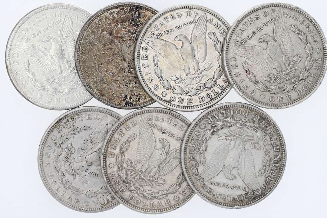 1921 Morgan One Dollar Silver Coin 90% Silver Bullion Set of 7 Coins