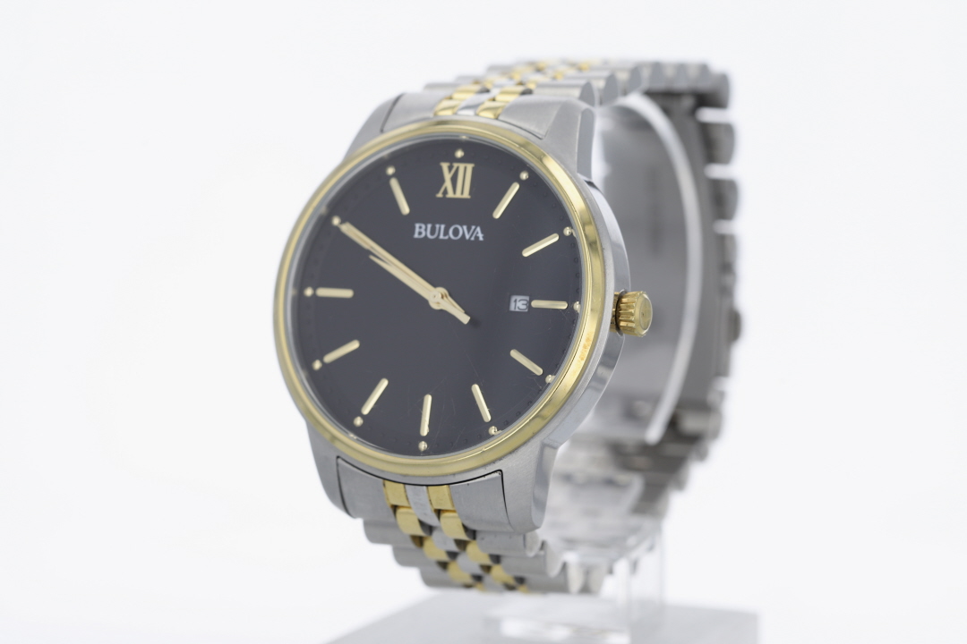 Bulova Classic Black Dial Quartz Two-Tone Stainless Steel Men's Wristwatch