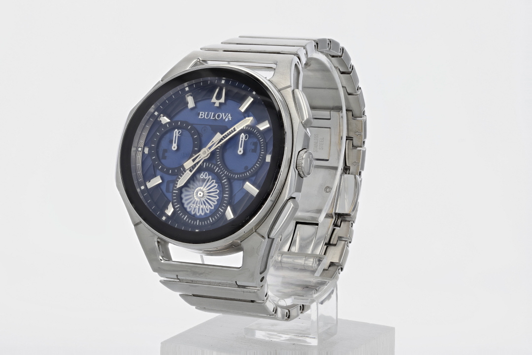 Bulova Curv Chronograph Blue Dial Quartz Stainless Steel Men's Wristwatch