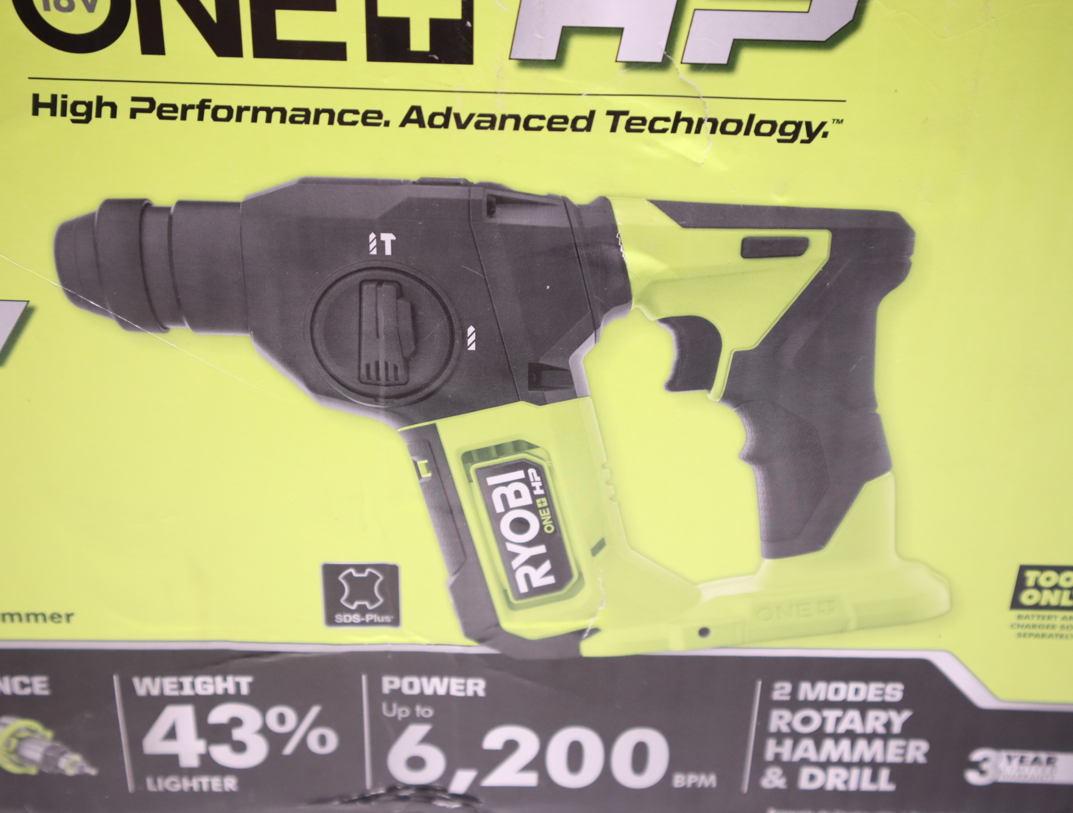 Ryobi PSBRH018 Cordless 5/8" SDS Plus Rotary Hammer Tool Only 18V