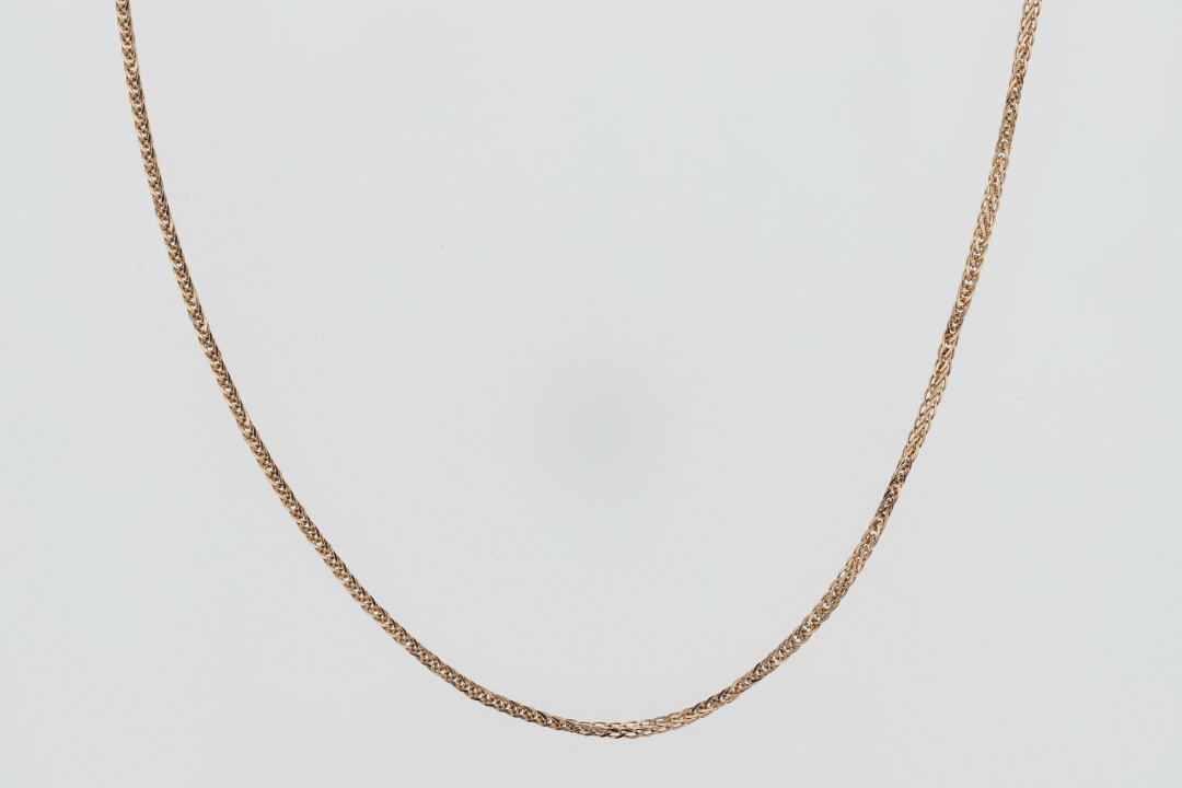 1.2mm Wheat Link Chain 20" Necklace 14K Rose Gold Italy 3.73 Grams