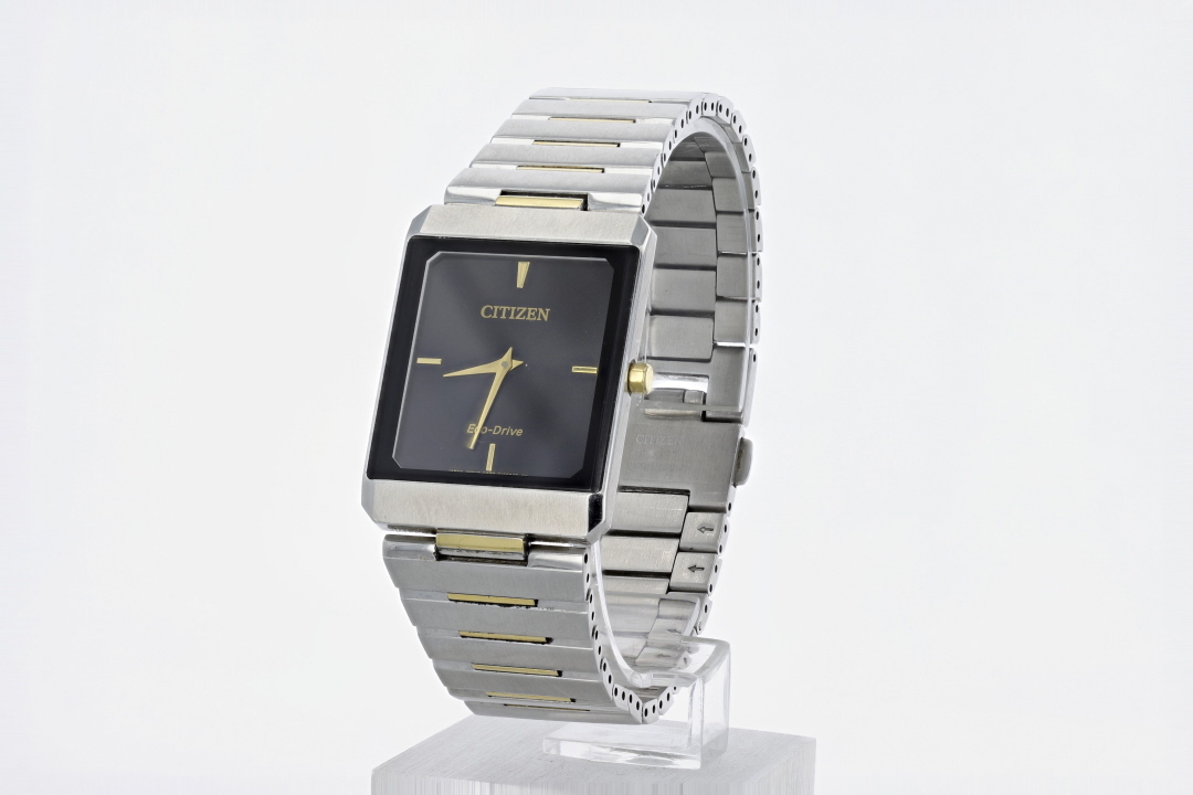 Citizen Stiletto Tank Black Dial Eco-Drive Stainless Steel Unisex ...