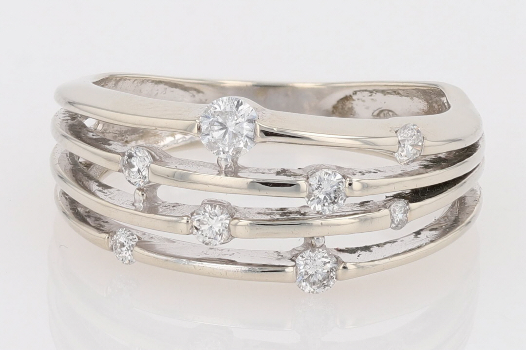 .17ctw Round Cut Diamond Split Shank Statement Band Ring 10k White Gold ...