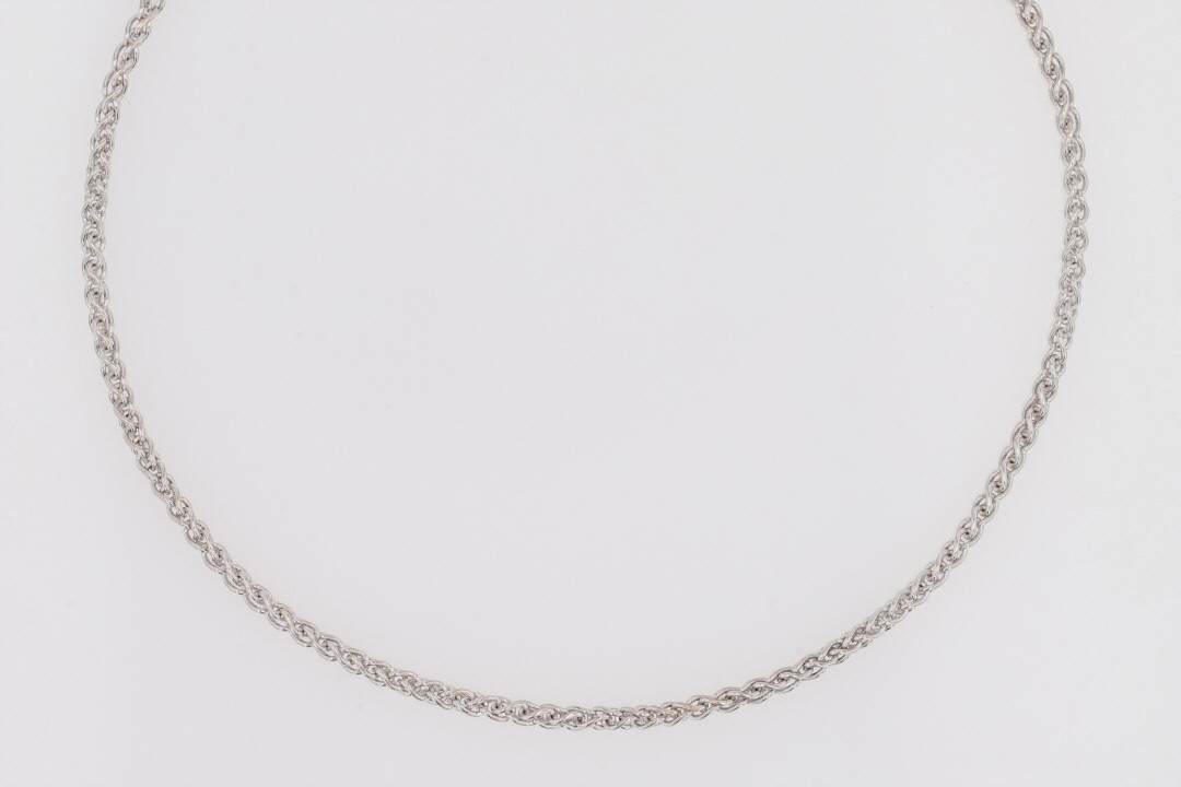 2mm Singapore Link Chain 20.25" Necklace 14k White Gold Italy 6.90 Grams