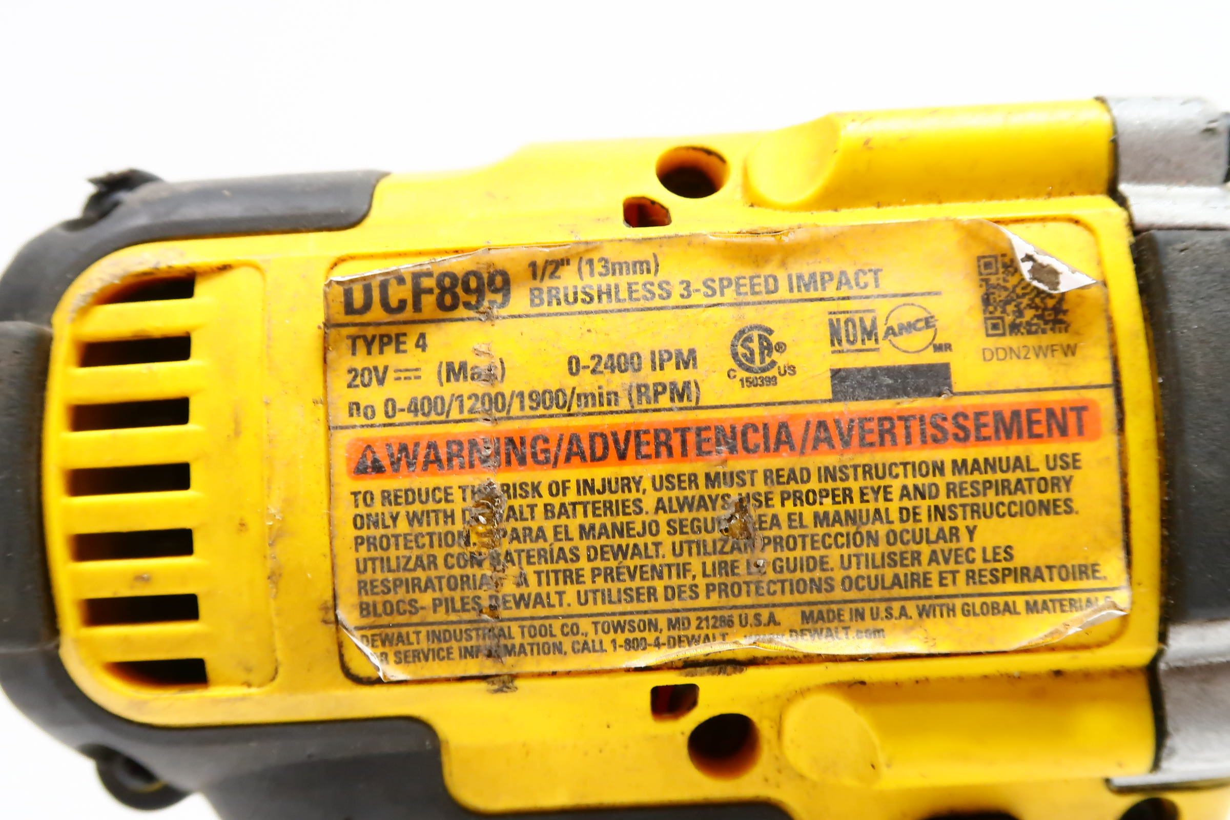 DeWalt DCF899 20V MAX XR Cordless Brushless 1/2" High Torque Impact Wrench