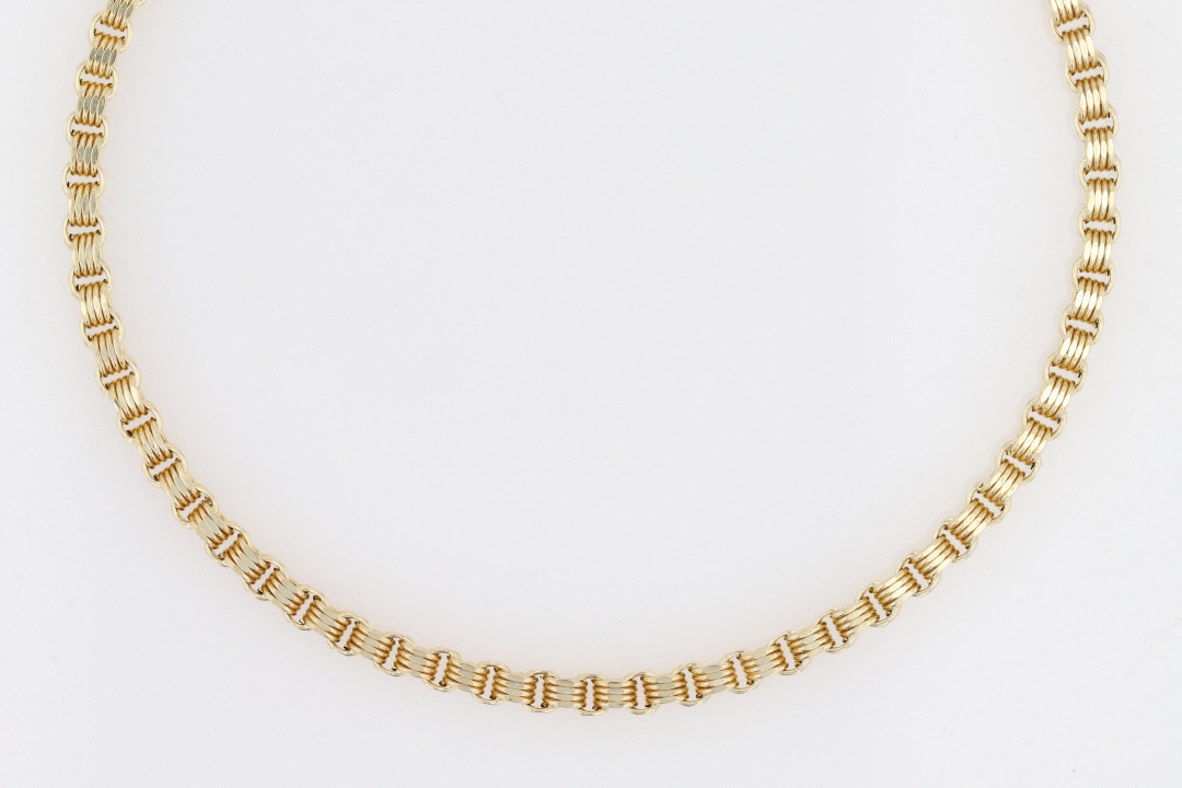 3.2mm Fancy Rolo Link Chain 24.25" Necklace 10k Yellow Gold 10.88 Grams