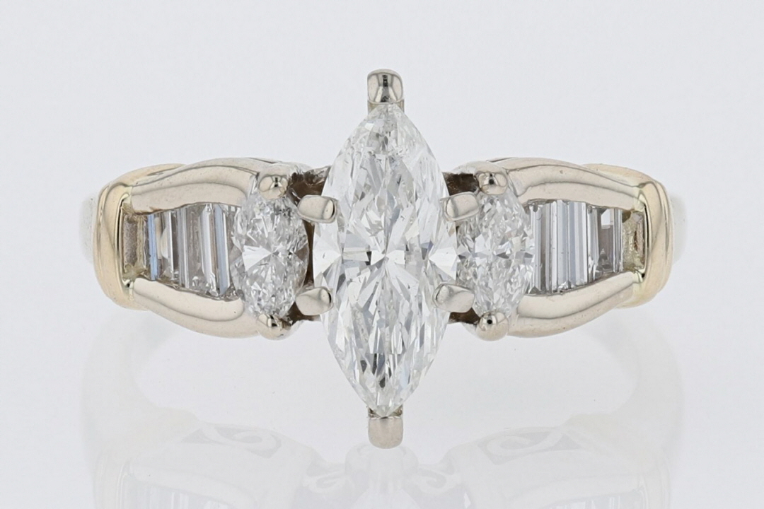 1.40ctw Marquise Diamond Three-Stone Engagement Ring 14k Multi-Tone ...