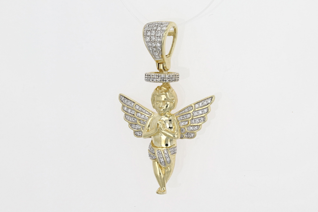 .40ctw Round Diamond Religious Angel Pendant without Chain 10k Multi ...