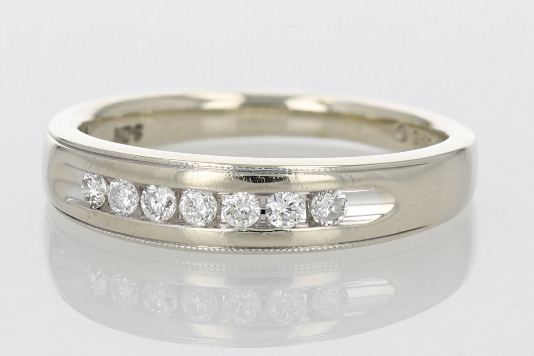 .21ctw Round Cut Diamond Channel-Set Wedding Band Ring 14k White Gold ...