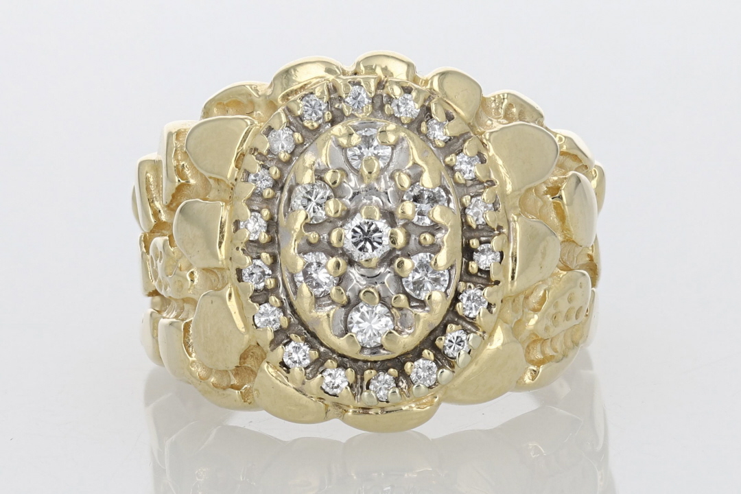.37ctw Round Cut Diamond Cluster Nugget Statement Ring 14k Yellow Gold ...