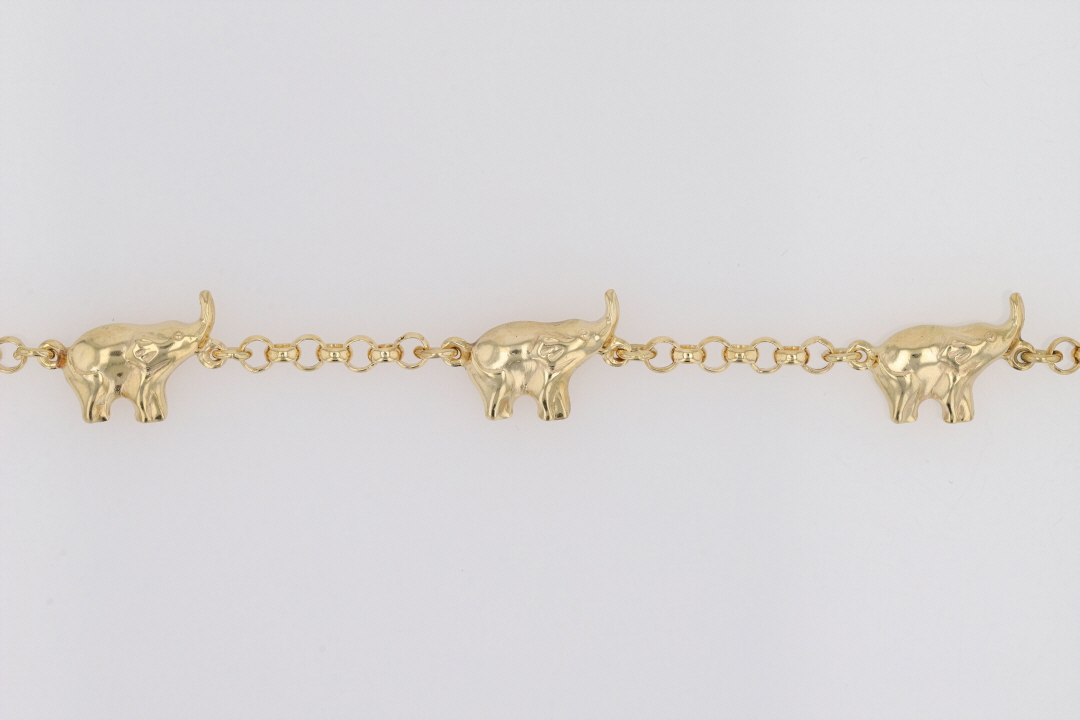 11mm Elephant Rolo Link Chain Statement 7.5" Bracelet 14k Yellow Gold 5 ...