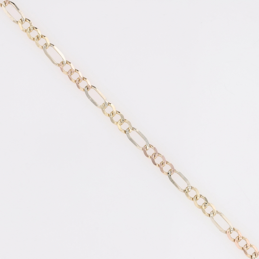 4.3mm Diamond Cut Figaro Chain 22.25" Necklace 14k Multi-Tone Gold 13. ...