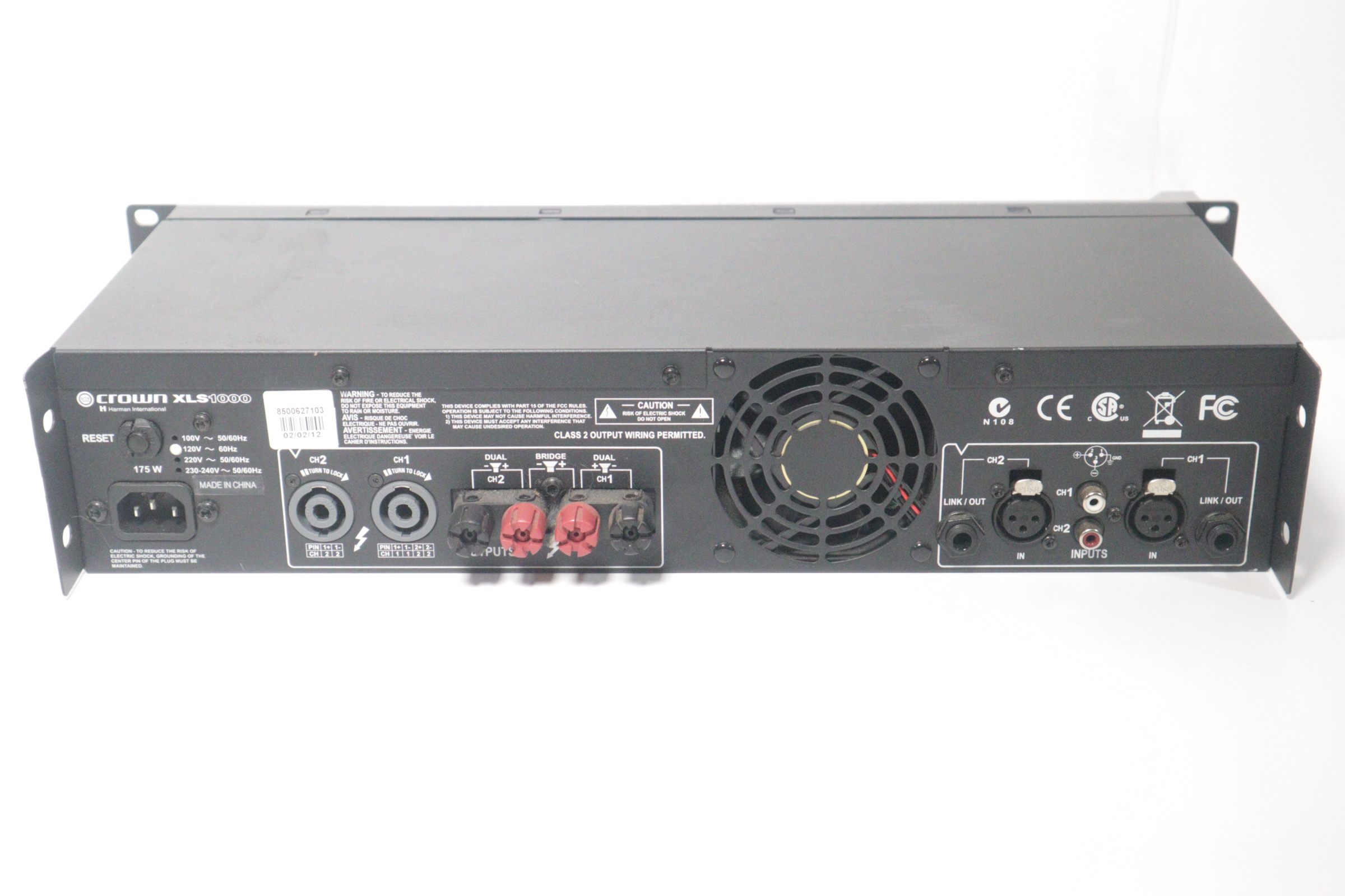 Crown XLS1000 High-Density 2-Channel 350-Watt @ 4 Ohms Power Amplifier 7103