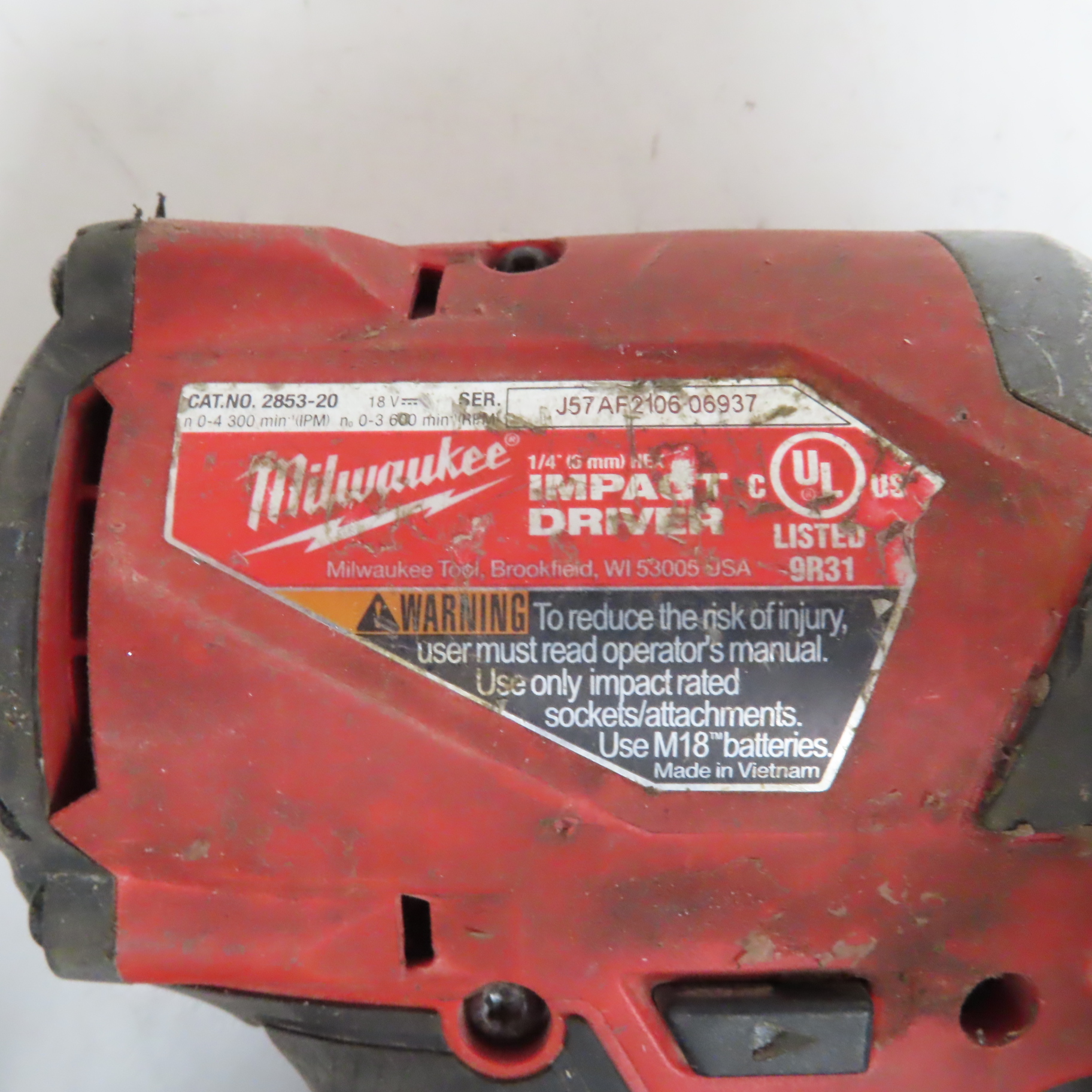 Milwaukee 2853-20 M18 FUEL 18V 1/4" Cordless Hex Impact Driver