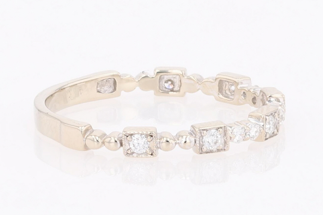 .15ctw Round Cut Diamond Prong Set Wedding Band Ring 14k White Gold ...