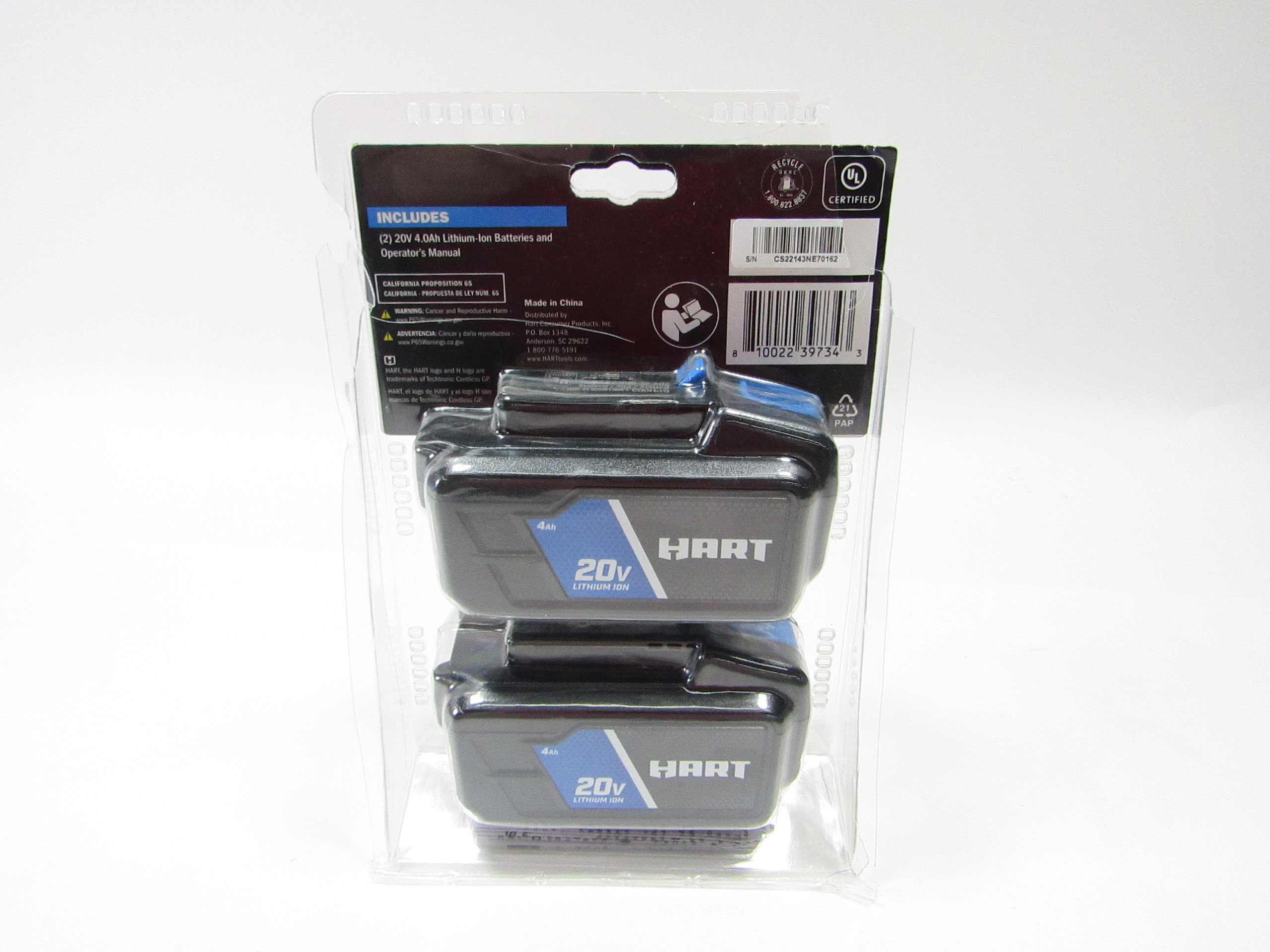 HART HPB23 2-Pack 20V 4.0AH Lithium Ion Power Tool Batteries