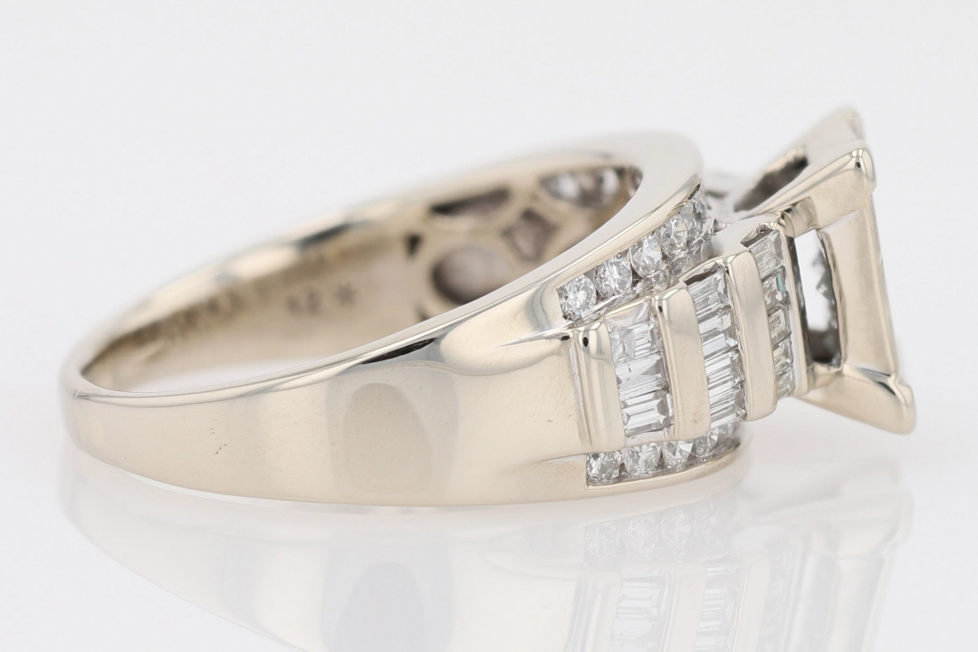 1.72ctw Princess Cut Diamond Cluster Engagement Ring 14k White Gold Size 10