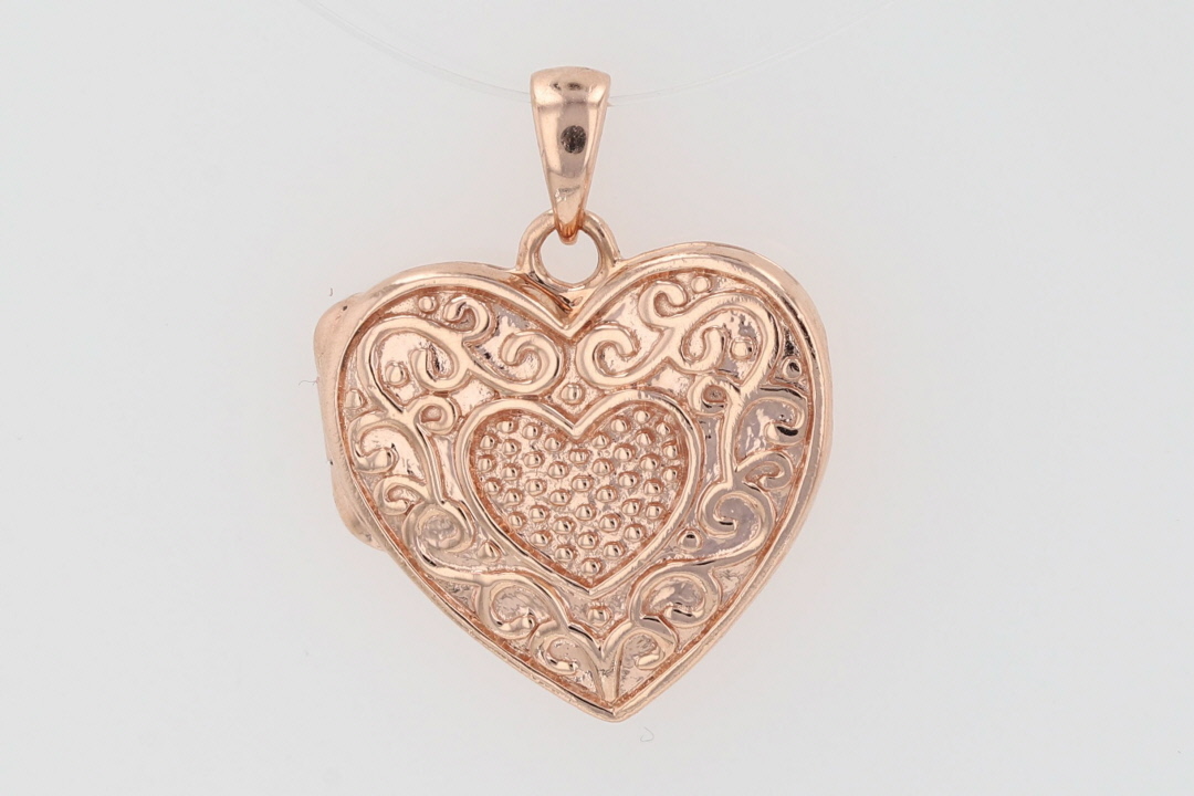 21.8mm Heart Love Locket Pendant without Chain 10K Rose Gold 3.42 Grams