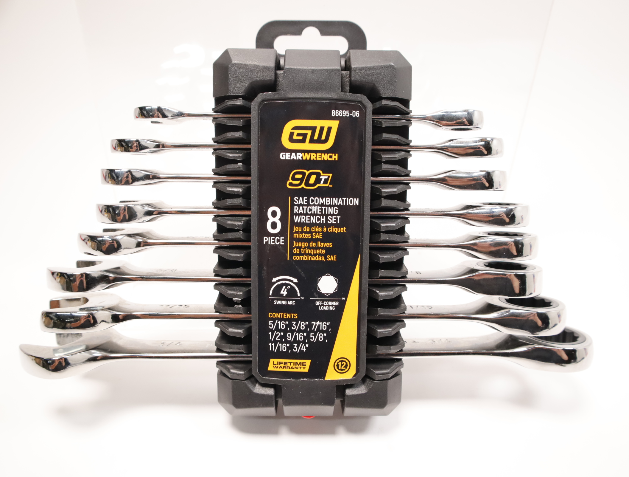 GearWrench 86695-06 8-Piece SAE 90-Tooth Combination Ratcheting Wrench ...