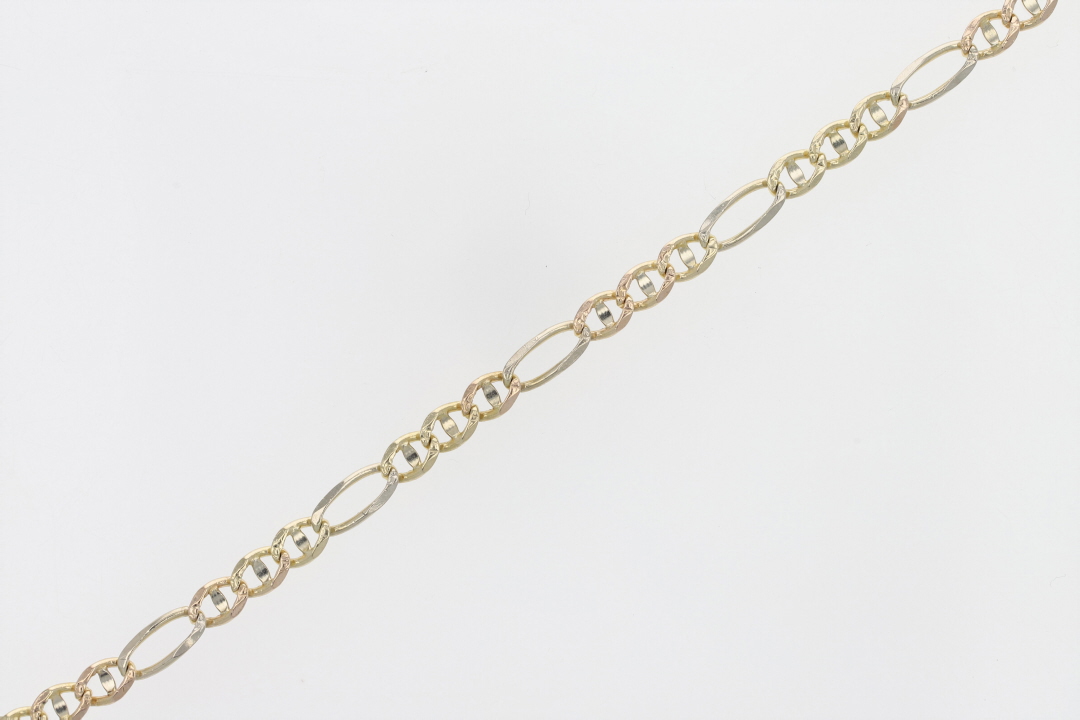 3.3mm Figarucci Link Chain 18.75" Necklace 14k Mulit-Tone Gold Italy 6. ...