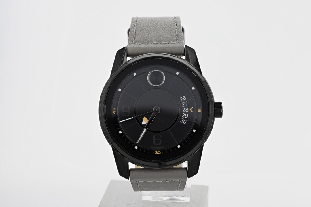 Movado Bold Verso Black Dial 42mm Quartz Leather Strap Men's Wristwatch