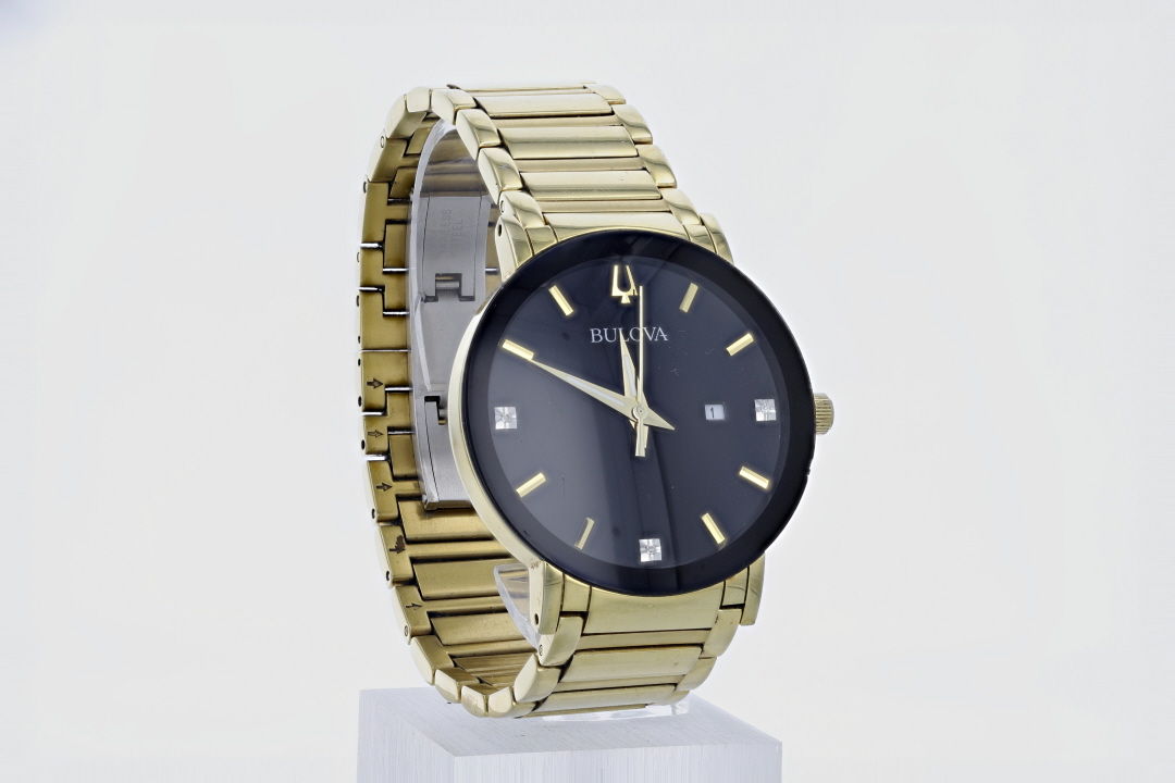 Bulova Futuro Modern Diamond Accent Black Dial Stainless Steel Men's ...