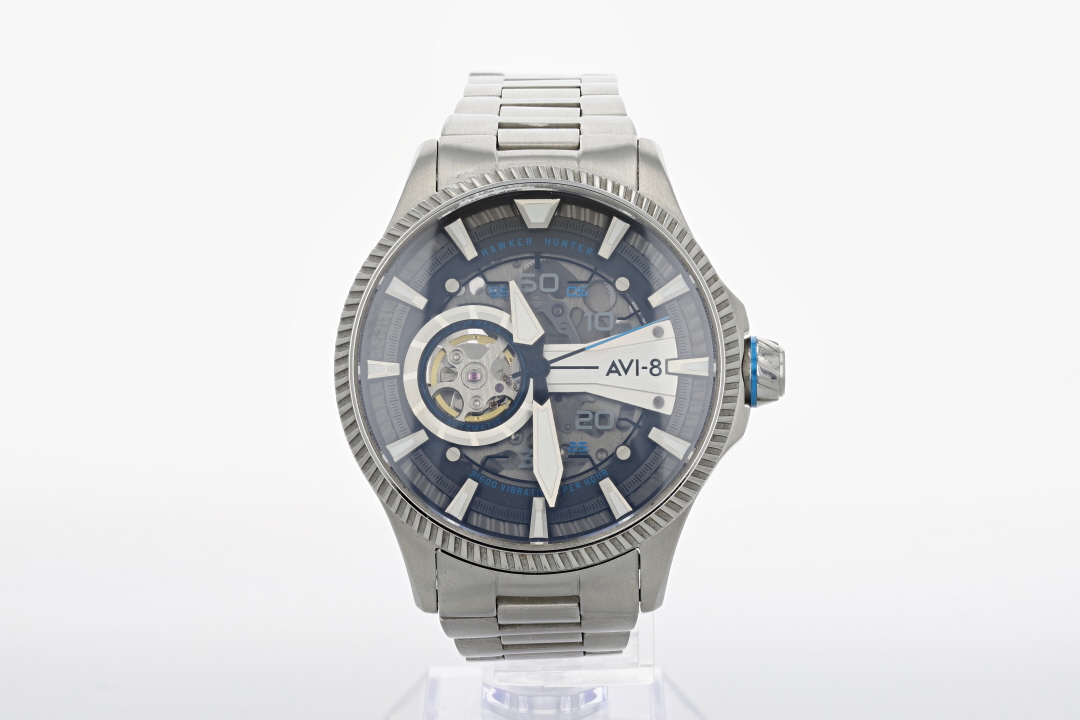 AVI-8 Hawkeye Hunter Blue Diamonds 44mm Black Dial Stainless Steel Men ...