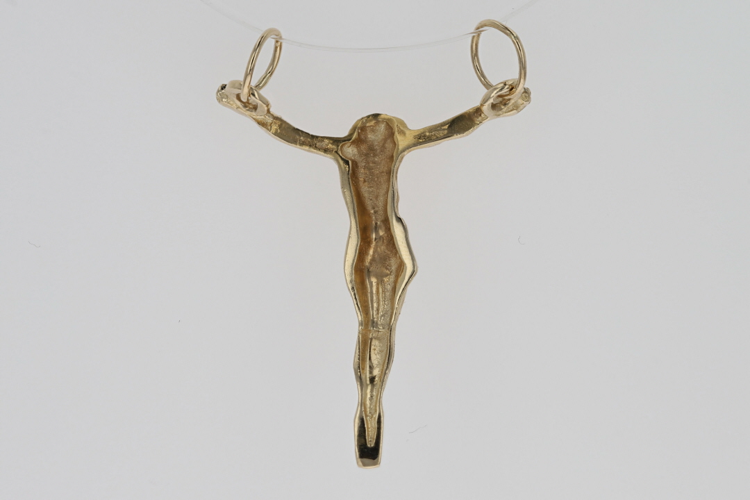 38mm Religious Jesus Crucifix Pendant without Chain 14k Yellow Gold 3. ...