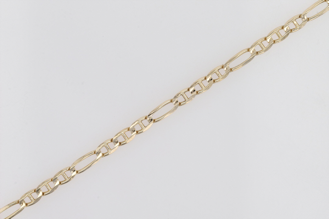 4mm Figarucci Link Chain 25.25" Necklace 14k Yellow Gold 14.73 Grams