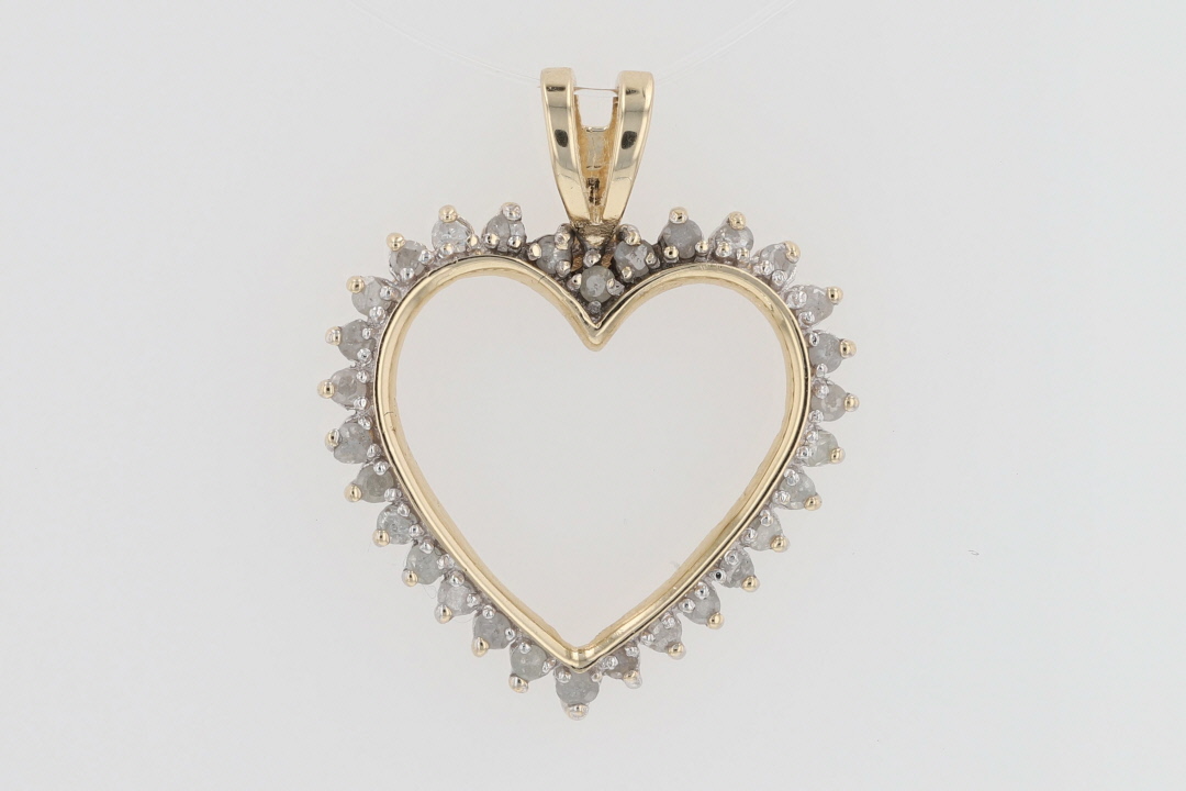 .49ctw Round Cut Diamond Heart Pendant without Chain 10k Yellow Gold 1. ...