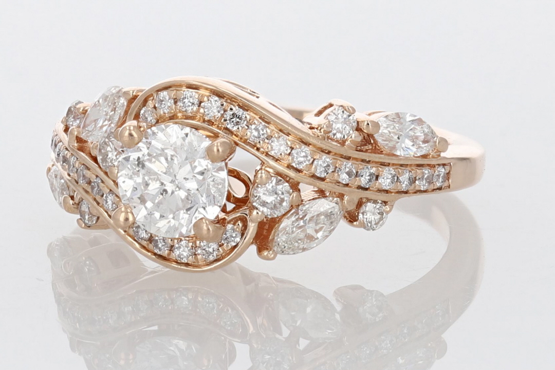 Adrianna Papell 1.04ctw Round Cut Diamond Engagement Ring 14k Rose Gold Size 6