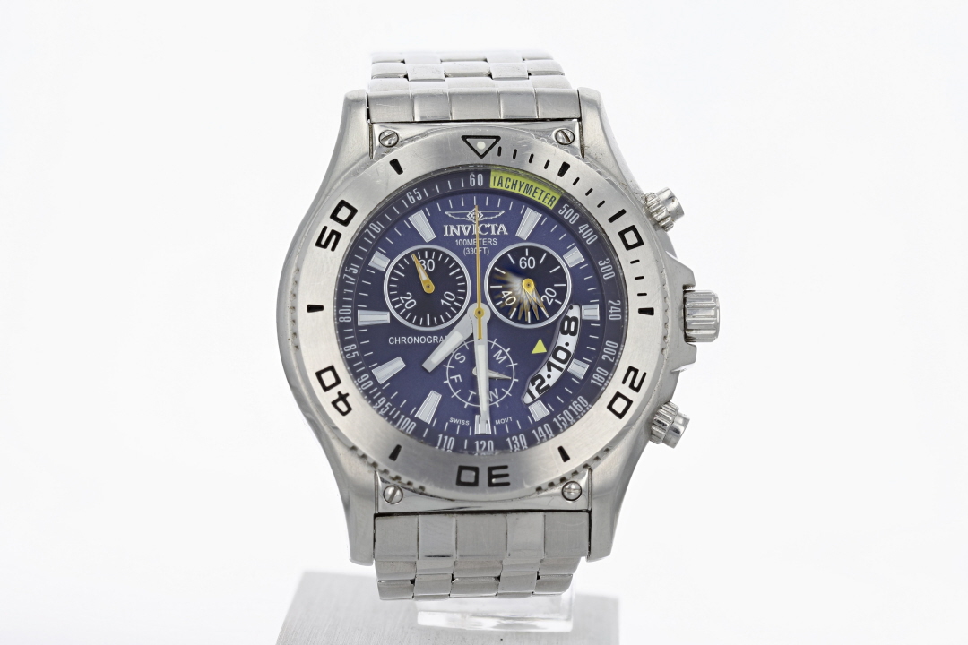 Invicta Specialty Blue Dial Quartz Chronograph Stainless Steel Men's ...
