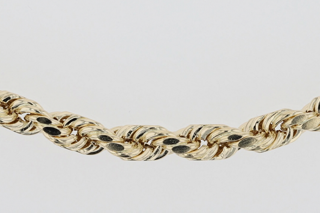 3.7mm Rope Link Chain 24" Necklace 14k Yellow Gold Peru 7.81 Grams