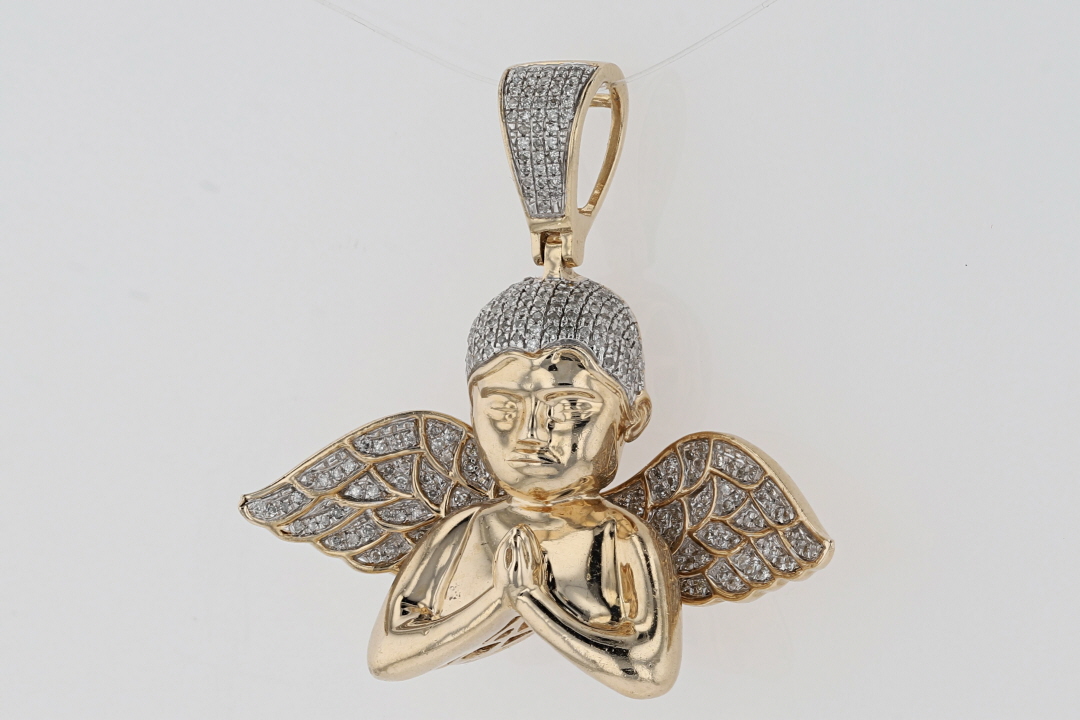 .44ctw Round Cut Diamond Praying Angel Pendant without Chain 10K Multi ...