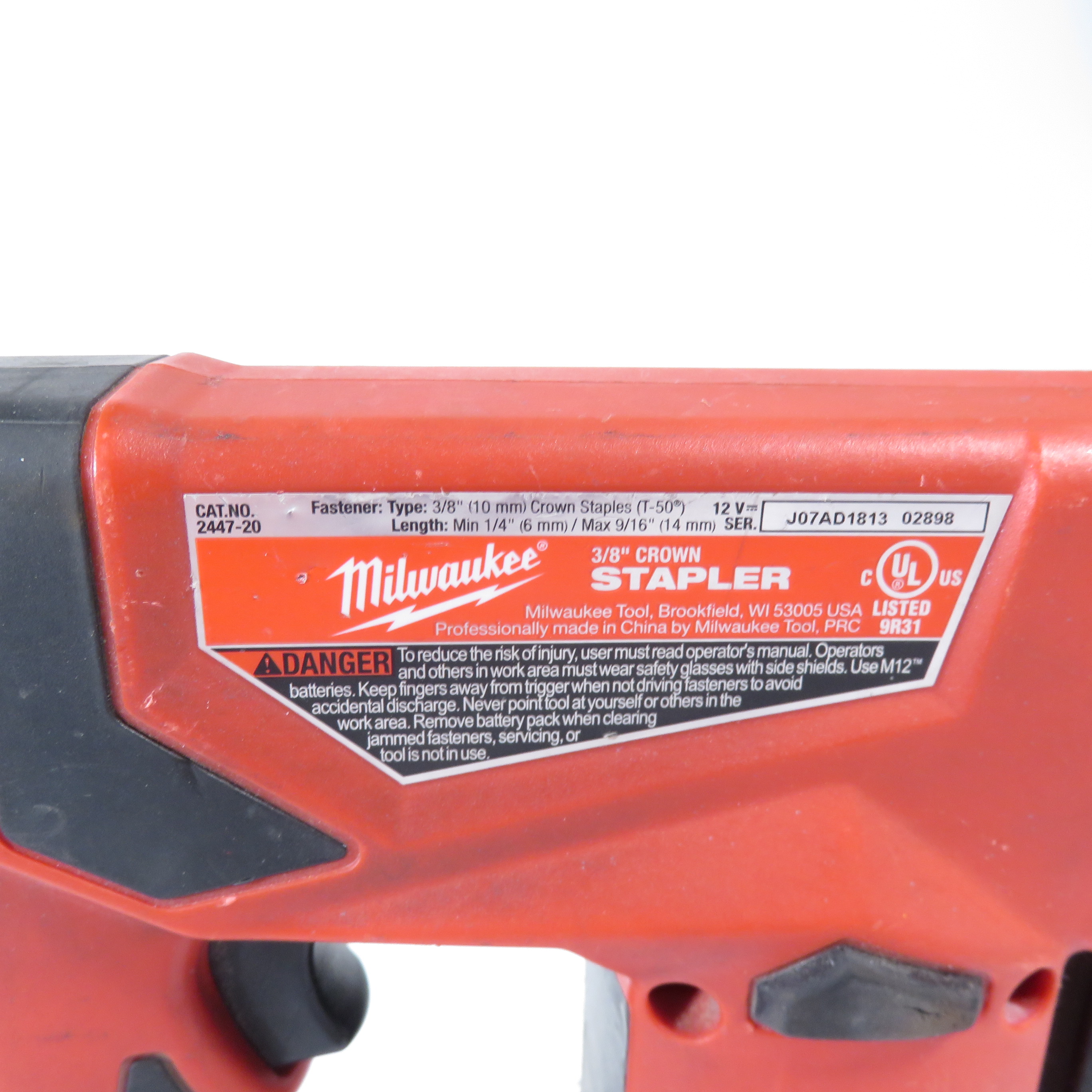 Milwaukee 2447-20 M12 12-Volt Lithium-Ion Cordless 3/8 in. Crown Stapler