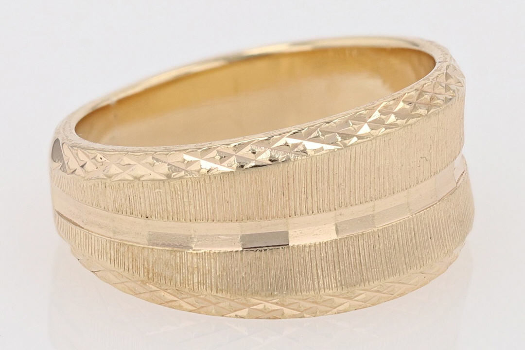 8.8mm Diamond Cut Textured Statement Ring 14k Yellow Gold 4.97 Grams ...