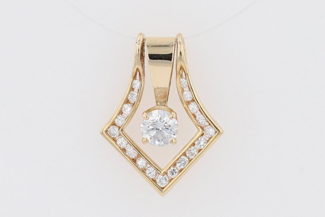 .73ctw Diamond Solitaire w/ Accents Jacket Pendant without Chain 14k ...