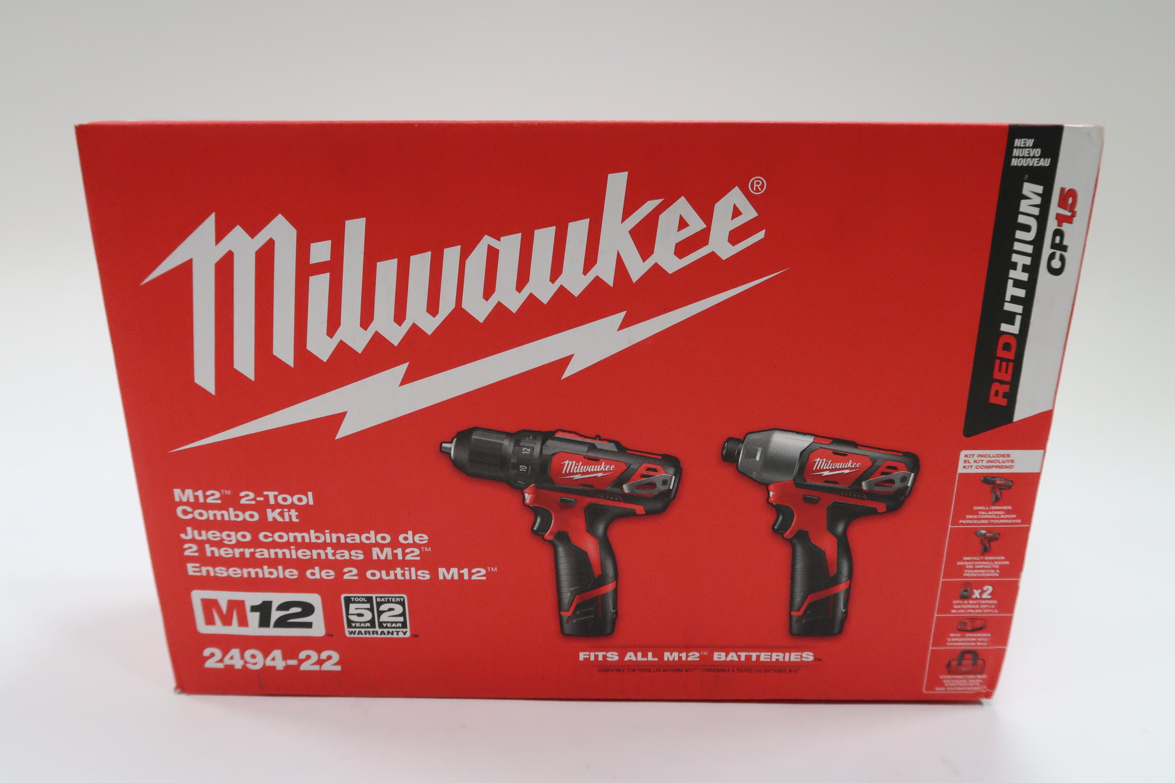 Milwaukee 2494-22 12V Lithium-Ion Cordless Drill Driver/Impact Driver ...