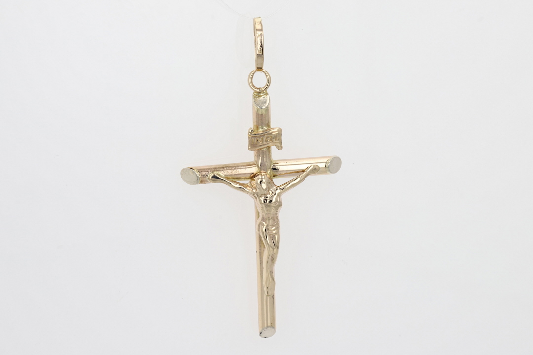 Religious Crucifix Cross Pendant without Chain 14K Yellow Gold 5.13 Grams