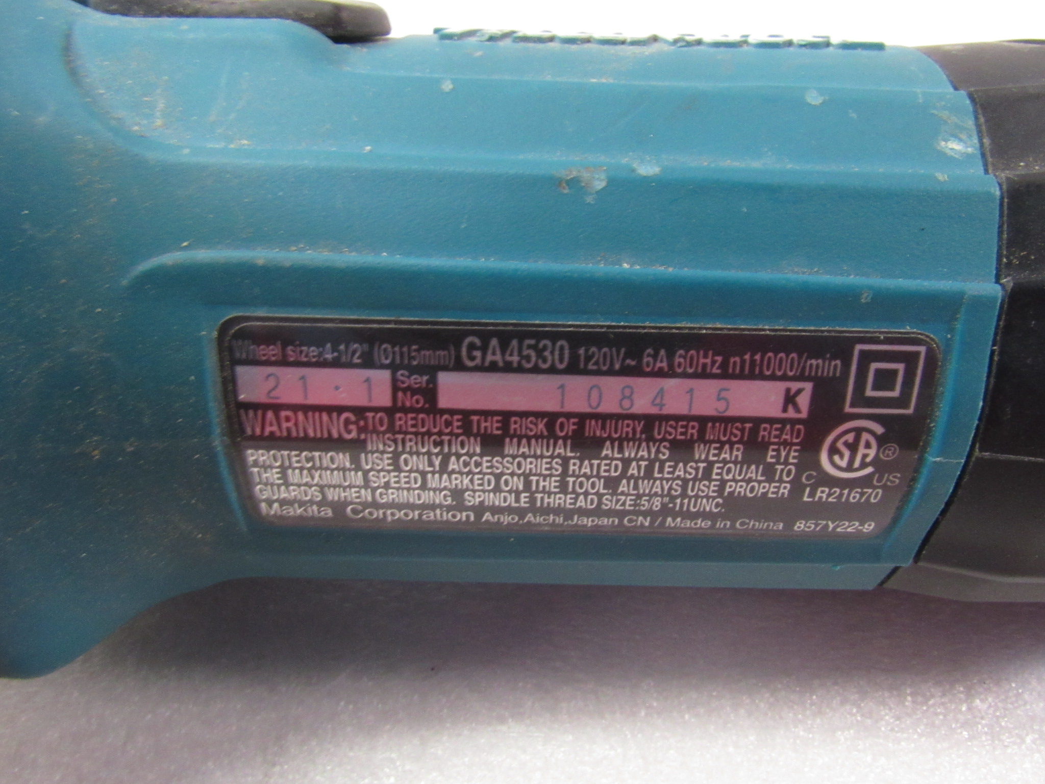 Makita GA4530 6 Amp 4-1/2 in. Angle Grinder