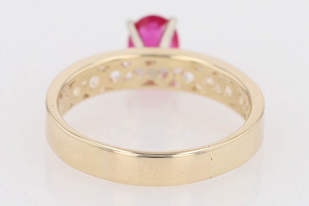 1.34ct Lab-Created Oval Ruby Solitaire Statement Ring 14k Yellow Gold ...