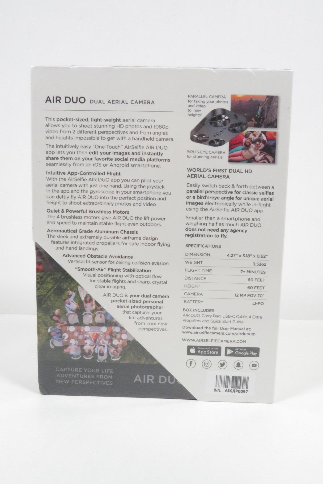 AirSelfie Air Duo 12MP 1080P Parallel / Bird's Eye Dual Aerial Camera 30390
