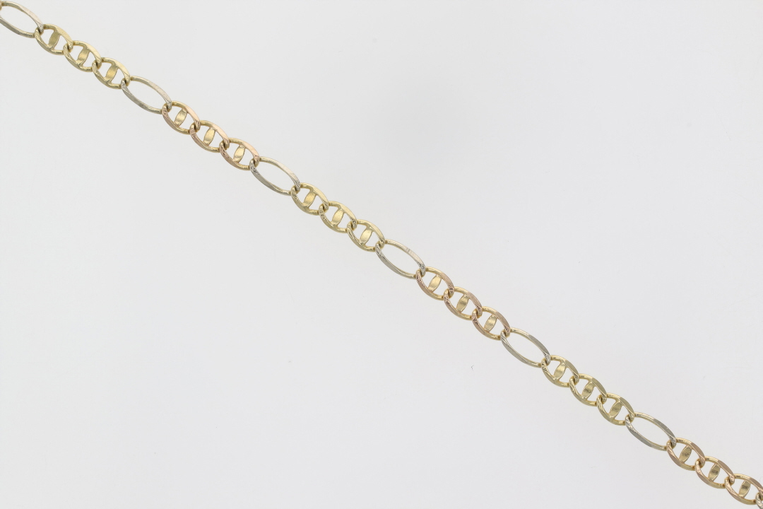 2.9mm Figarucci Link Chain 23" Necklace 14k Multi-Tone Gold 5.44 Grams