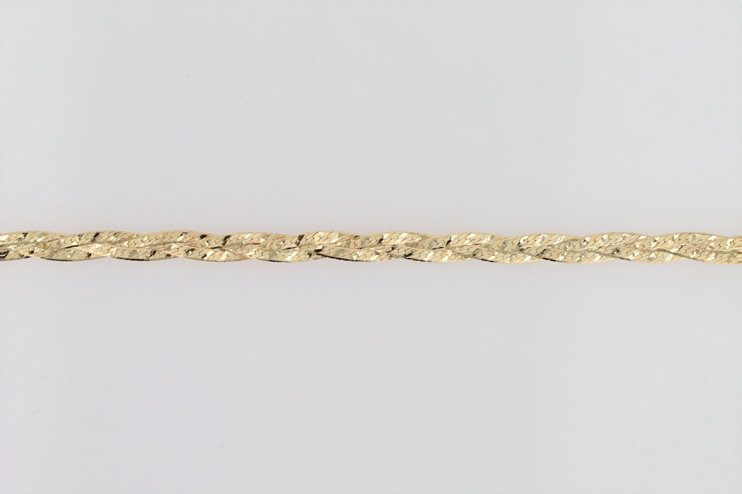 Diamond Cut Braided Herringbone Link Chain 7.25" Bracelet 18k Yellow ...