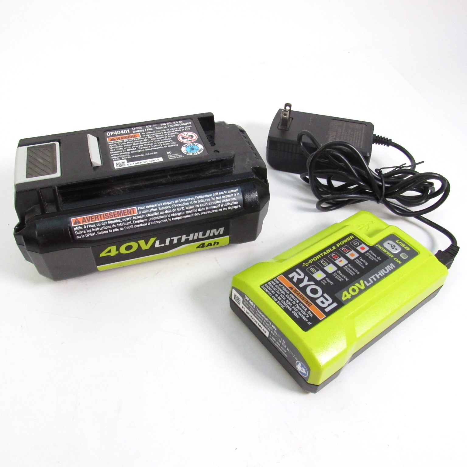 Ryobi OP40401 40V Lithium ion 4Ah Battery Pack OP404 Charger Kit