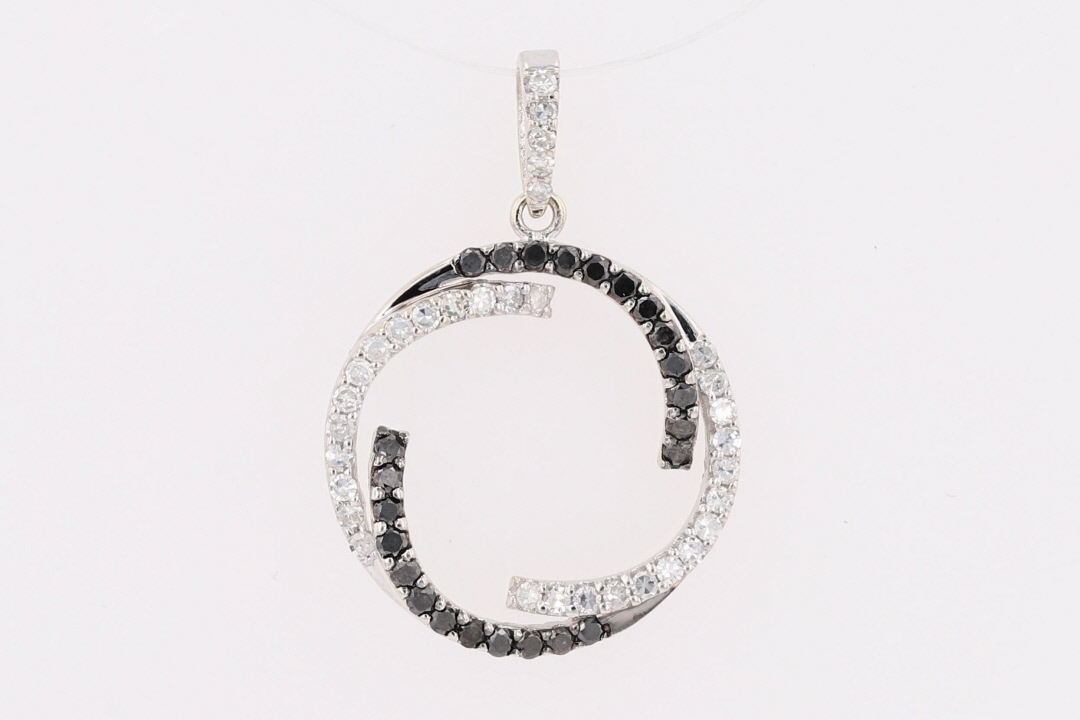 .18ctw Diamond Prong Set Round Pendant without Chain 14k White Gold 2. ...